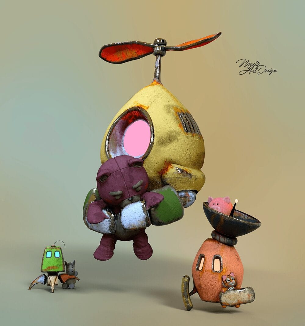 Cute flying Robot and Friends | 3D SHARDS - Quality Daz3D Assets