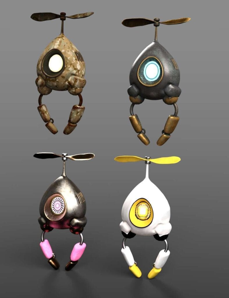 Cute Flying Robot Addon for Daz3D
