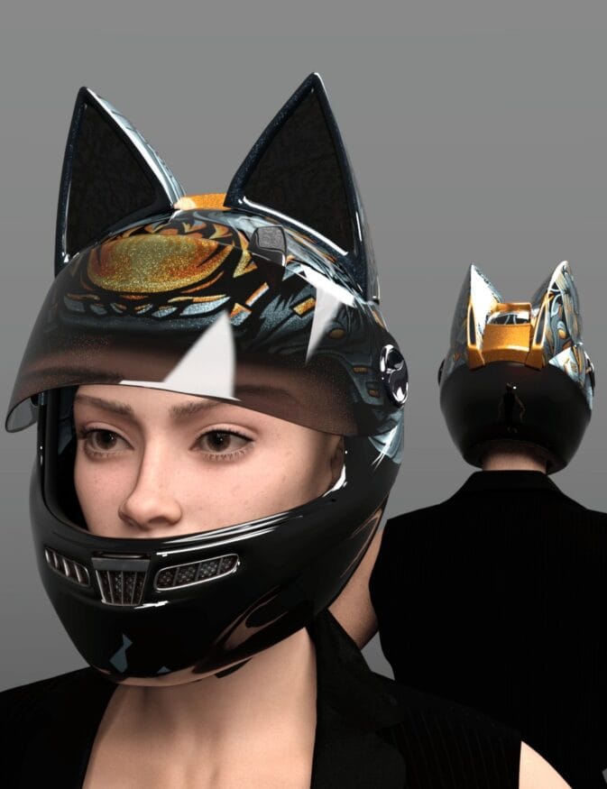 Cat Ears Helmet Props for Daz3D Genesis 8 & 9