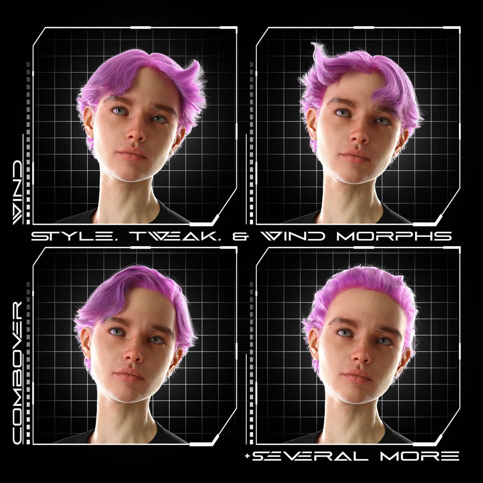 Curtains Hair and Baseball Cap for Genesis 9 – 3D SHARDS – Quality ...