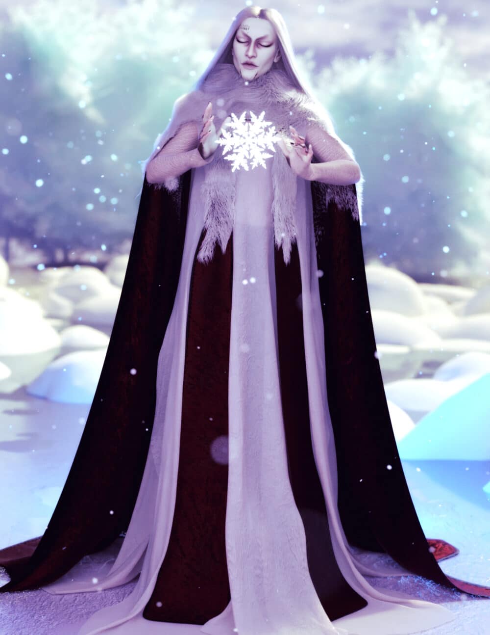 Snow Bliss dForce Cape for G9 | 3D SHARDS - Quality Daz3D Assets